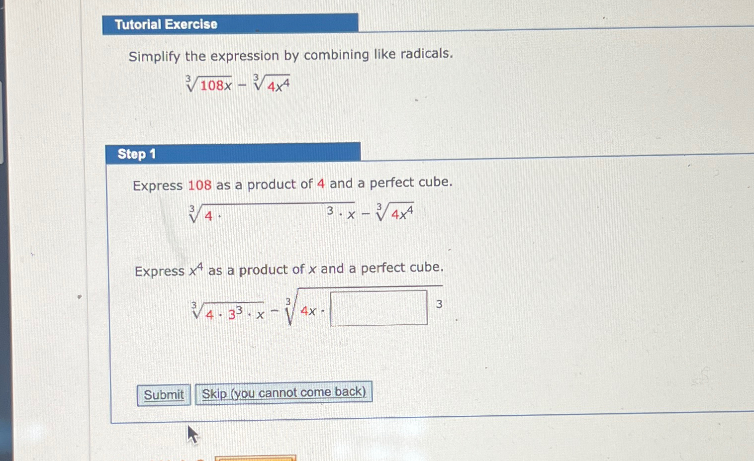 Solved Tutorial ExerciseSimplify the expression by combining | Chegg.com