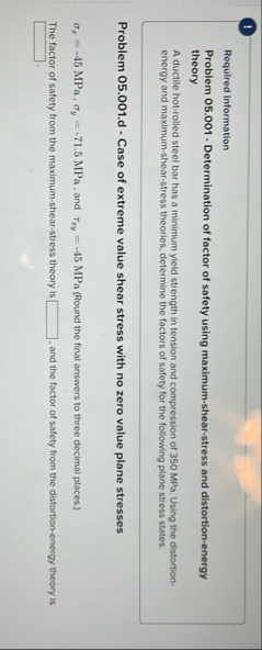 Solved 1Required informationProblem 05.001 - ﻿Determination | Chegg.com