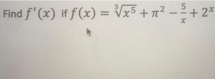 Solved f(x)=3x5+π2−x5+2x | Chegg.com