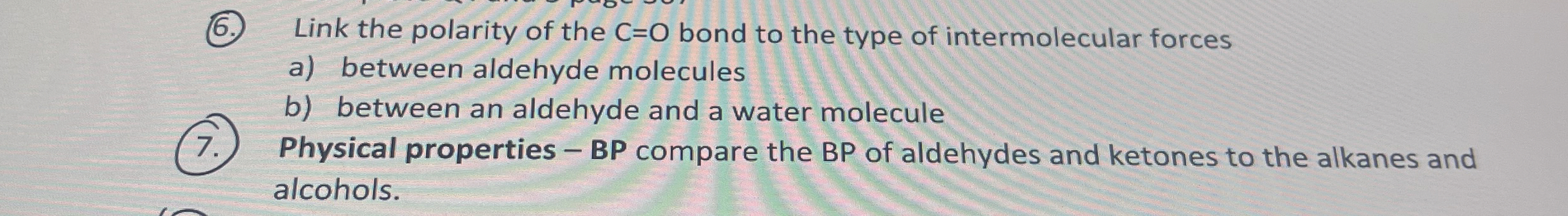 Solved Link the polarity of the C=O ﻿bond to the type of | Chegg.com