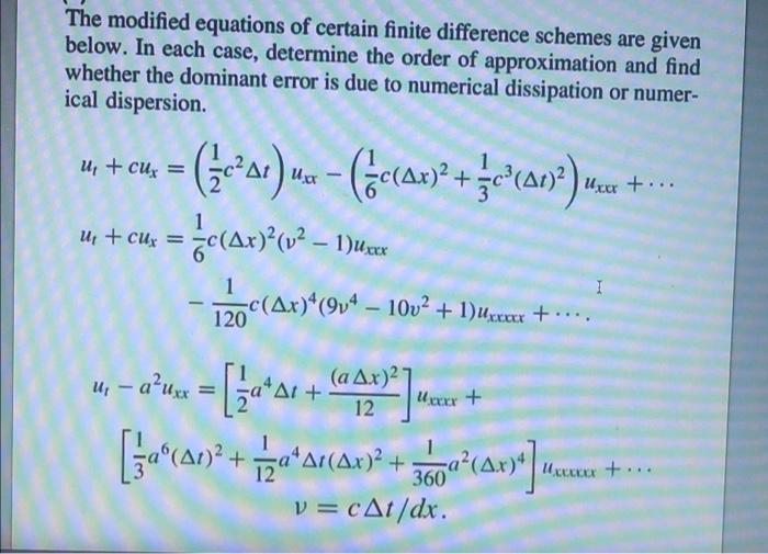 Solved The modified equations of certain finite difference | Chegg.com