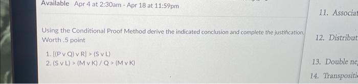 11. Associat Using the Conditional Proof Method | Chegg.com