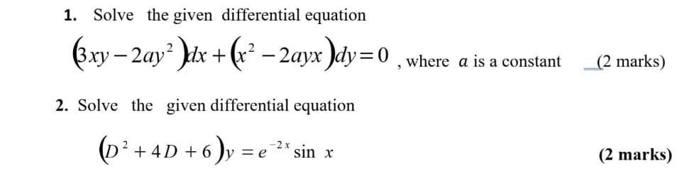 Solved 1. Exact and Non Exact differential equation. 2. | Chegg.com