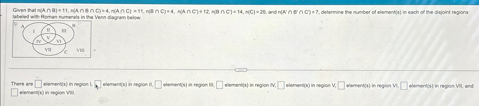 Solved labeled with Roman numerals in the Venn diagram | Chegg.com