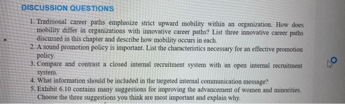 Solved DISCUSSION QUESTIONS 1. Traditional career paths | Chegg.com