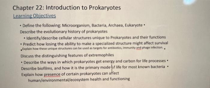 Solved Chapter 22: Introduction to Prokaryotes Learning | Chegg.com