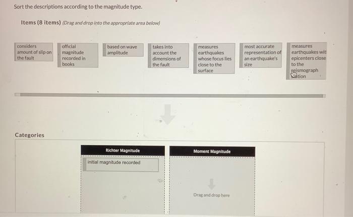 Solved Sort the descriptions according to the magnitude | Chegg.com