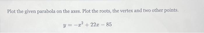 Solved Plot the given parabola on the axes. Plot the roots, | Chegg.com
