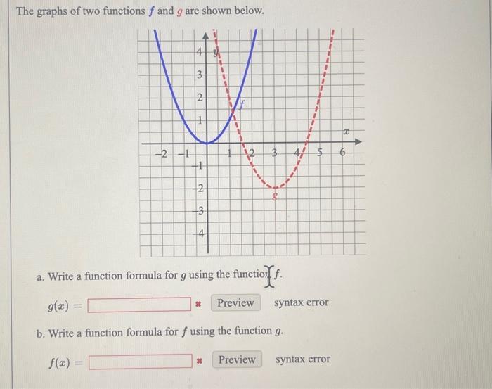 Solved The graphs of two functions f and g are shown below. | Chegg.com
