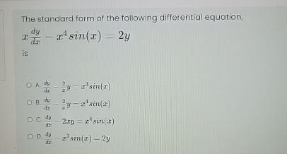 Solved The standard form of the following differential | Chegg.com