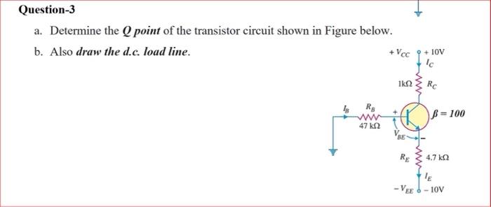 Solved Determine the Q point of the transistor circuit shown | Chegg.com