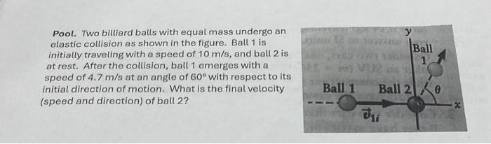 Solved Pool. Two billiard balls with equal mass undergo an | Chegg.com