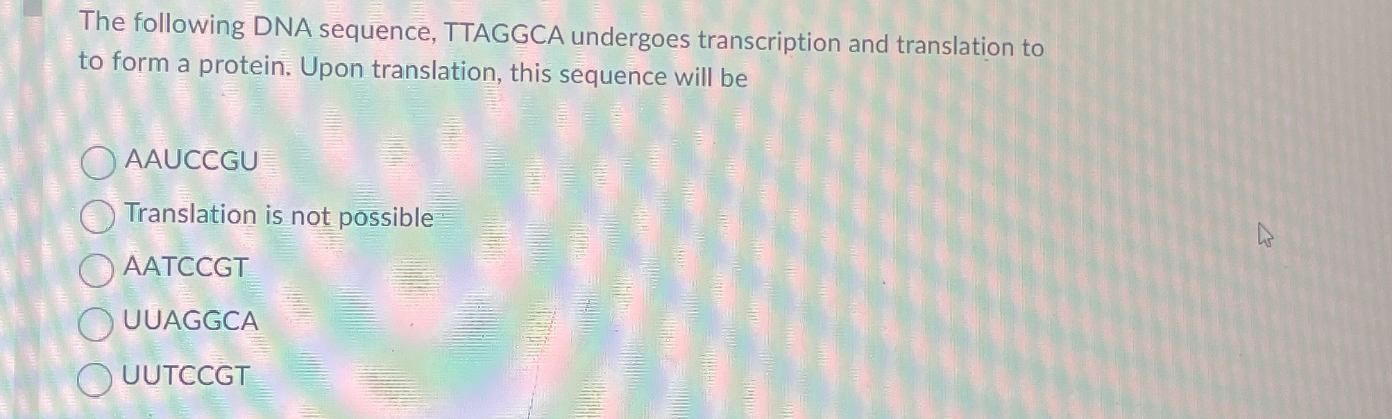 Solved The following DNA sequence, TTAGGCA undergoes | Chegg.com