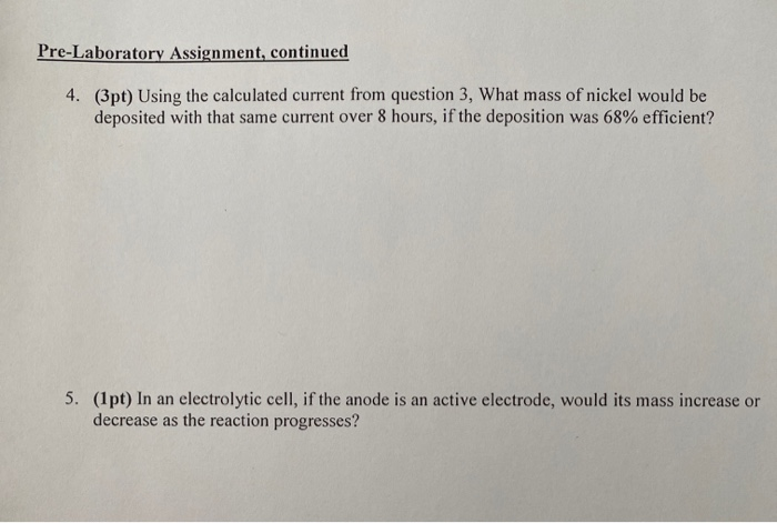 Solved Pre-Laboratory Assignment: Plating 1. (2pt) Calculate | Chegg.com