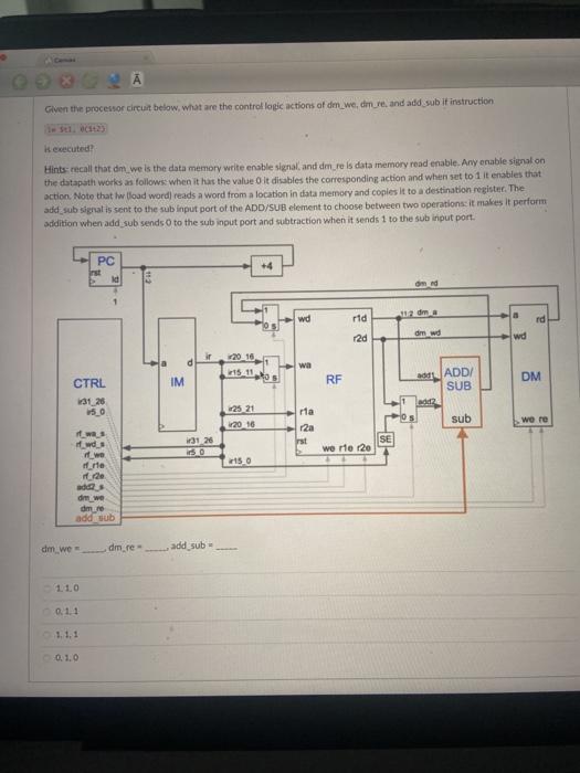 Solved Given the processor circuit below, what are the | Chegg.com
