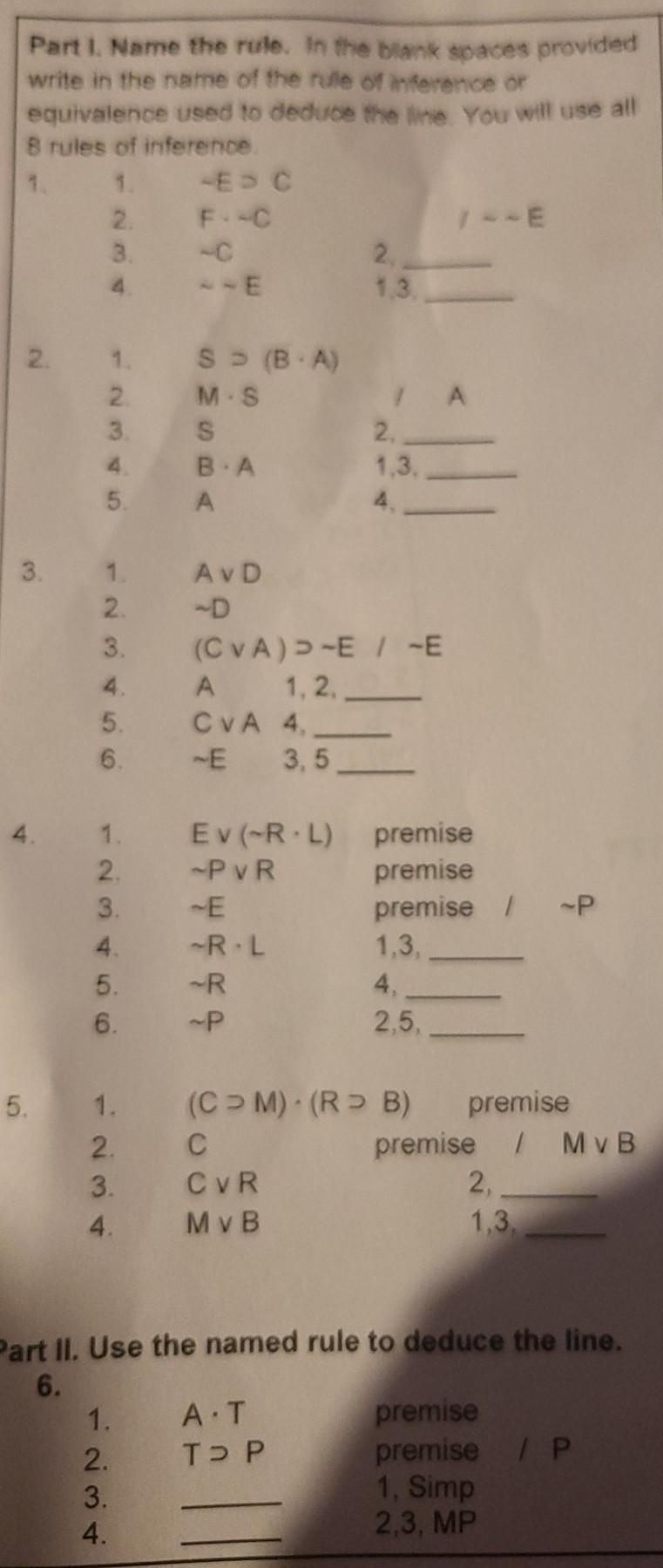 Solved Eight rules of implication Homework Exercise 1 Part | Chegg.com