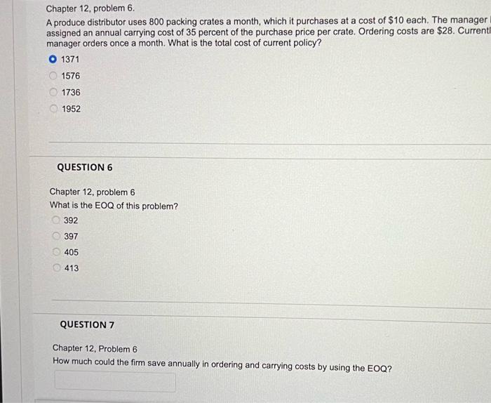Solved Chapter 12 , problem 6 . A produce distributor uses | Chegg.com