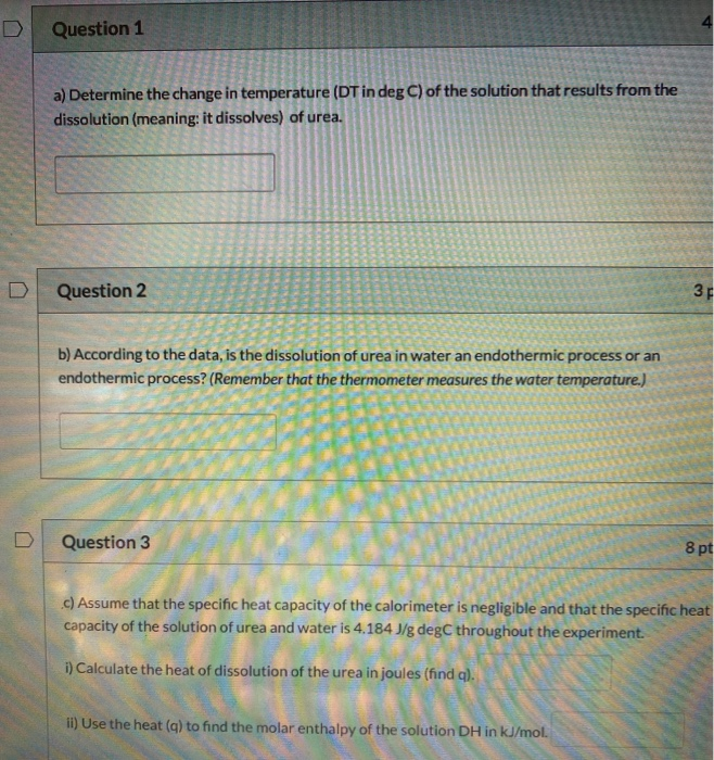 Solved An experiment is performed with urea, H2NCONH2, in | Chegg.com