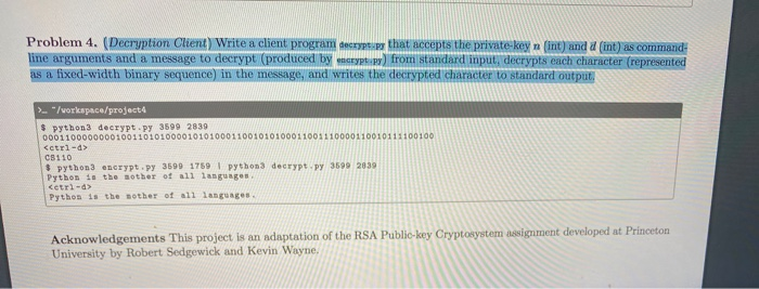 Problem 4. (Decryption Client) Write a client program | Chegg.com