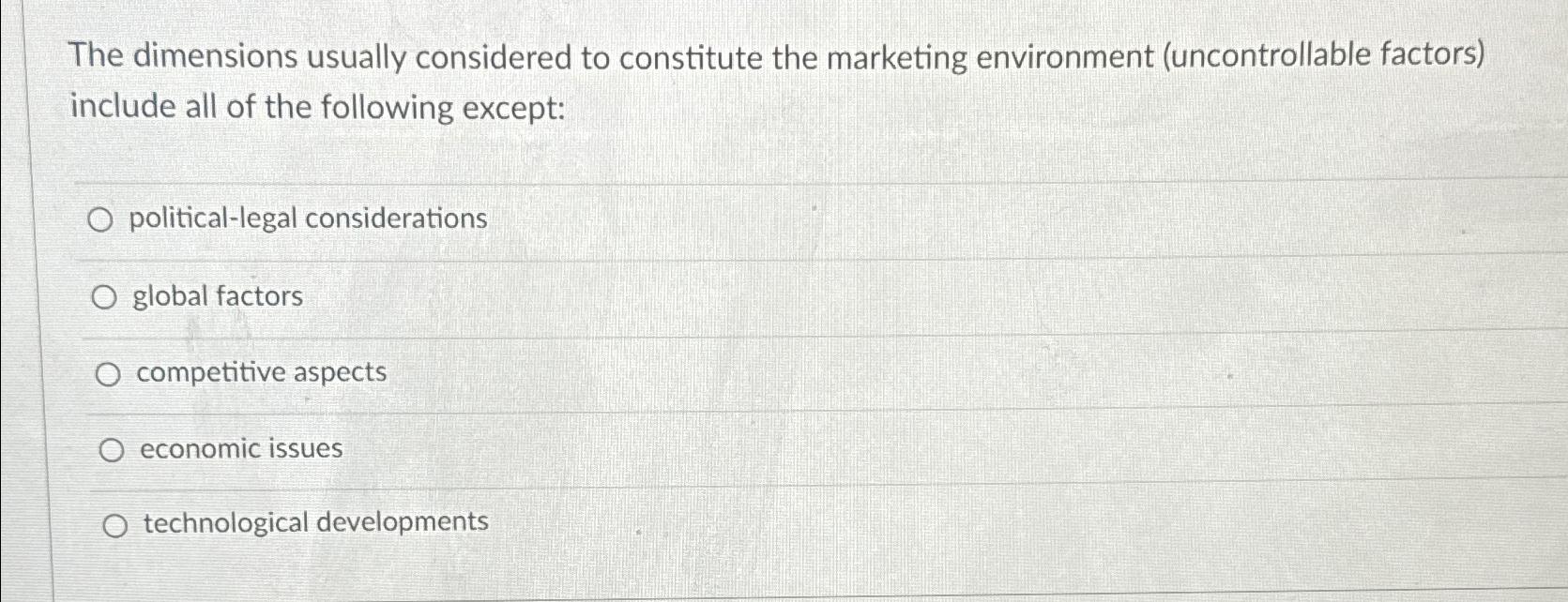 Solved The dimensions usually considered to constitute the | Chegg.com