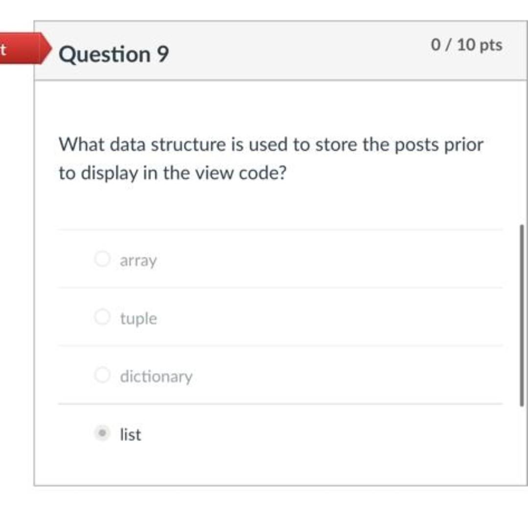 Solved What data structure is used to store the posts prior | Chegg.com