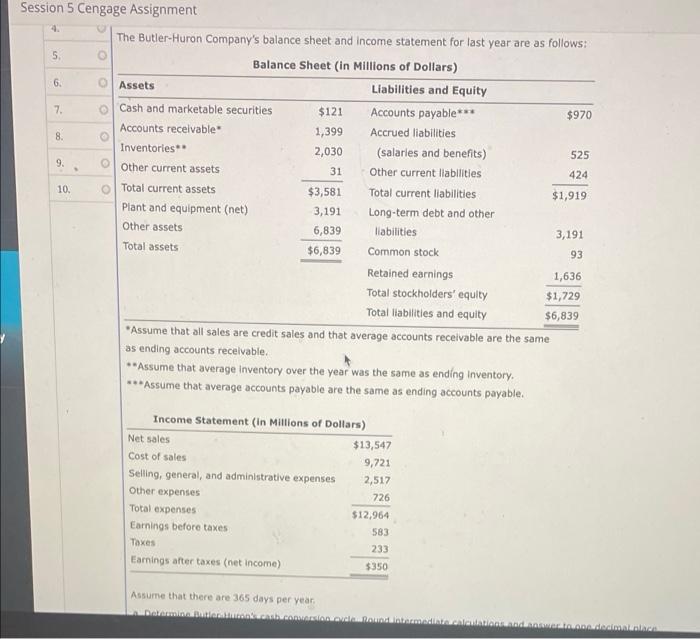 Solved Session 5 Cengage Assignment 5 5 6. 7 7. 8 8. 9. 10. | Chegg.com