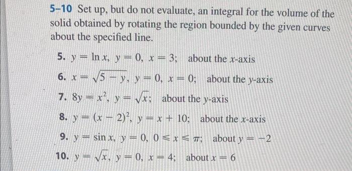 Solved 5-10 Set up, but do not evaluate, an integral for the | Chegg.com