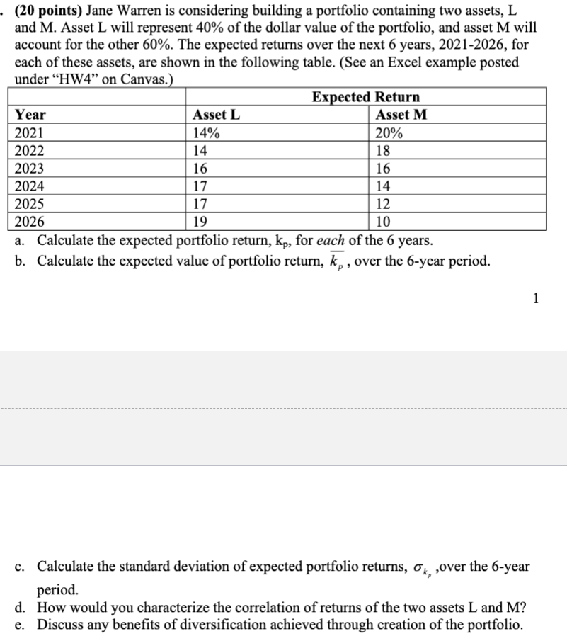 Solved (20 ﻿points) ﻿Jane Warren is considering building a | Chegg.com
