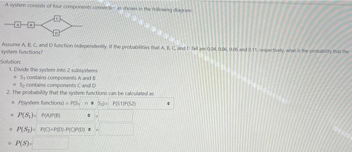 Solved A system consists of four components connected as | Chegg.com