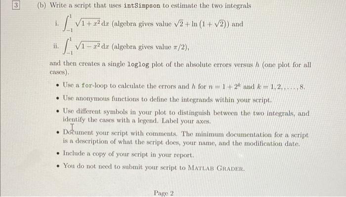 Solved 2. Simpson's rule for estimating a definite integral | Chegg.com