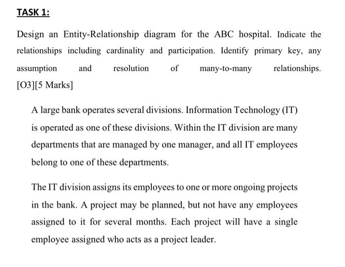 Solved Design an Entity-Relationship diagram for the ABC | Chegg.com