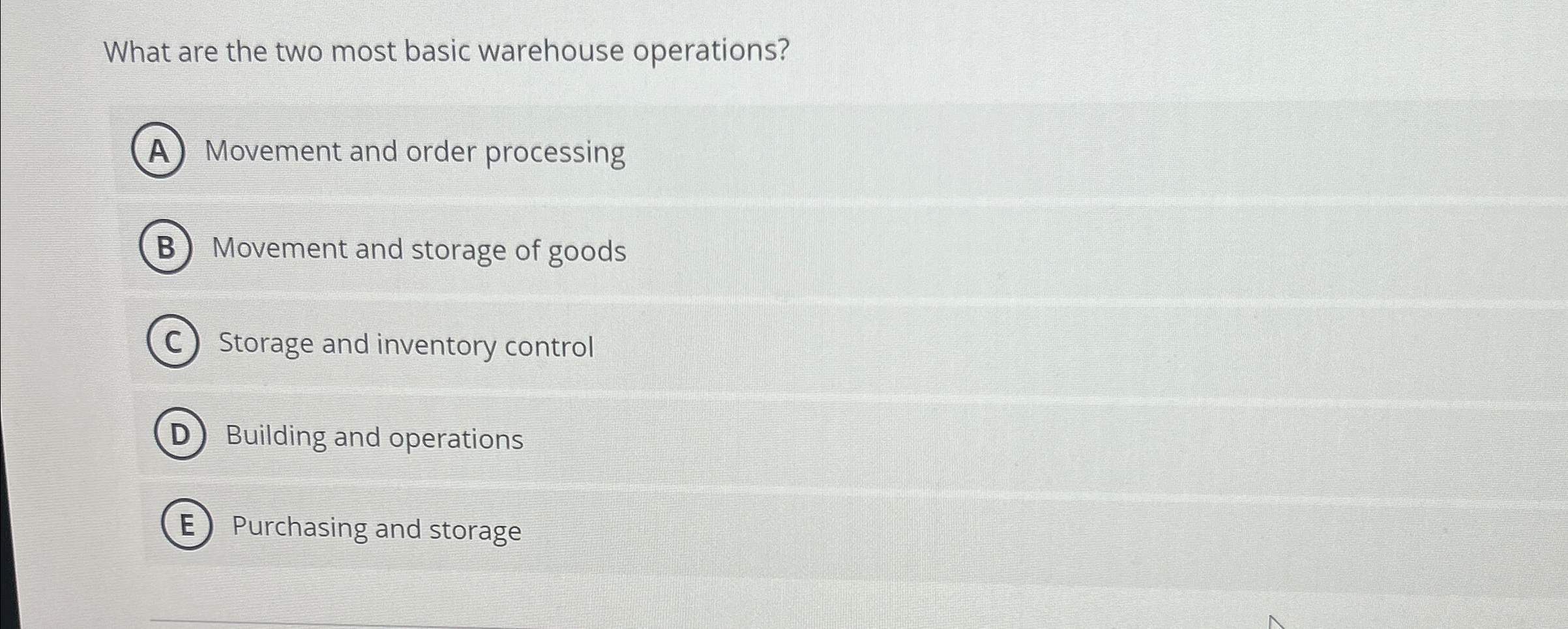 Solved What are the two most basic warehouse | Chegg.com