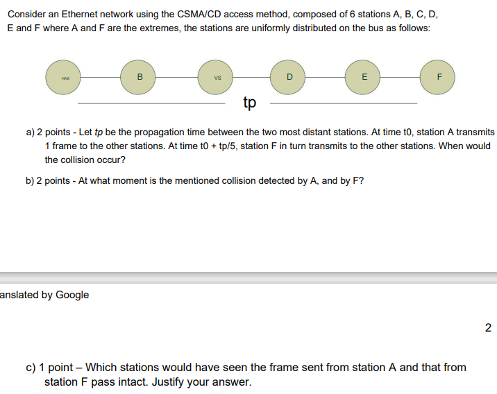 Solved Consider an Ethernet network using the CSMA/CD access | Chegg.com