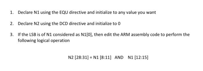 Solved 1. Declare N1 using the EQU directive and initialize | Chegg.com