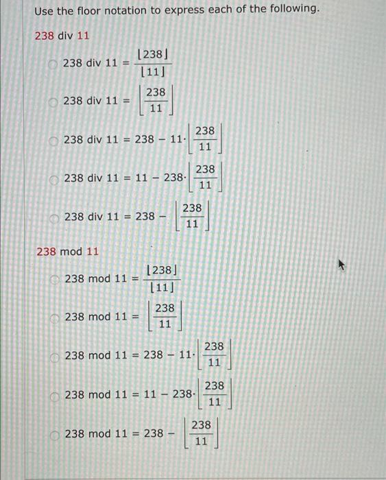 Solved Use the floor notation to express each of the | Chegg.com
