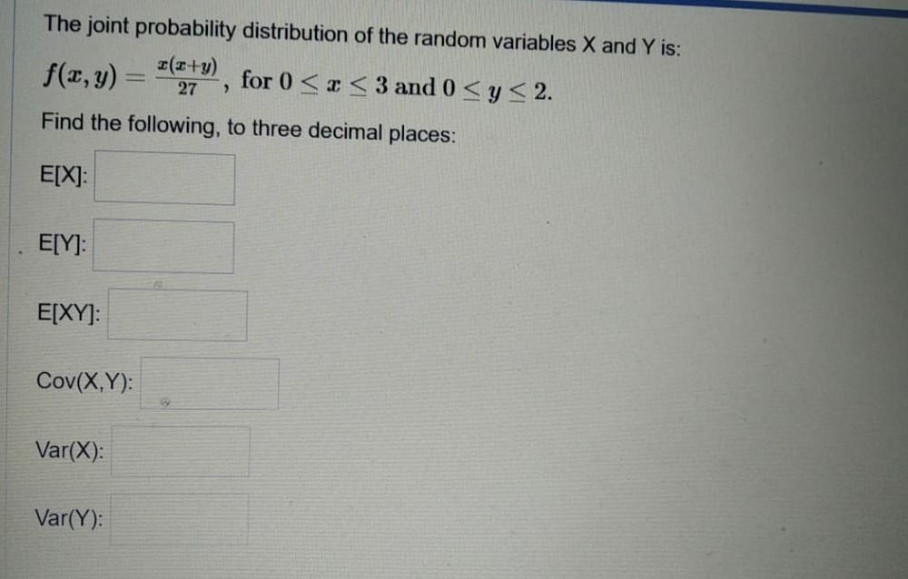 Solved The joint probability distribution of the random | Chegg.com