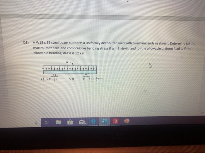 Solved A W18 x 35 steel beam supports a uniformly | Chegg.com