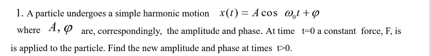 Solved 1. A particle undergoes a simple harmonic motion | Chegg.com