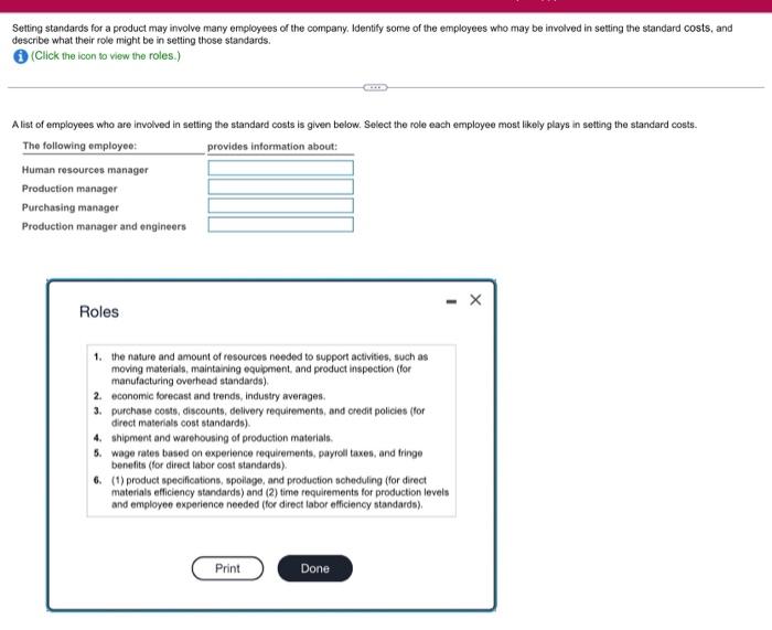 Solved Setting standards for a product may involve many | Chegg.com