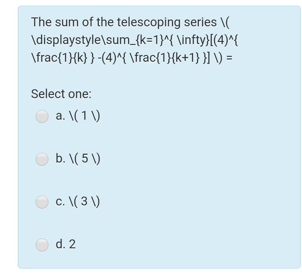 Solved The sum of the telescoping series \ | Chegg.com