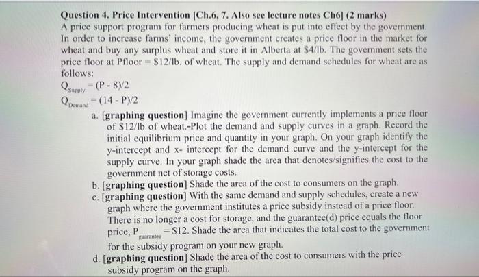 Solved Question 4. Price Intervention [Ch.6, 7. Also see | Chegg.com
