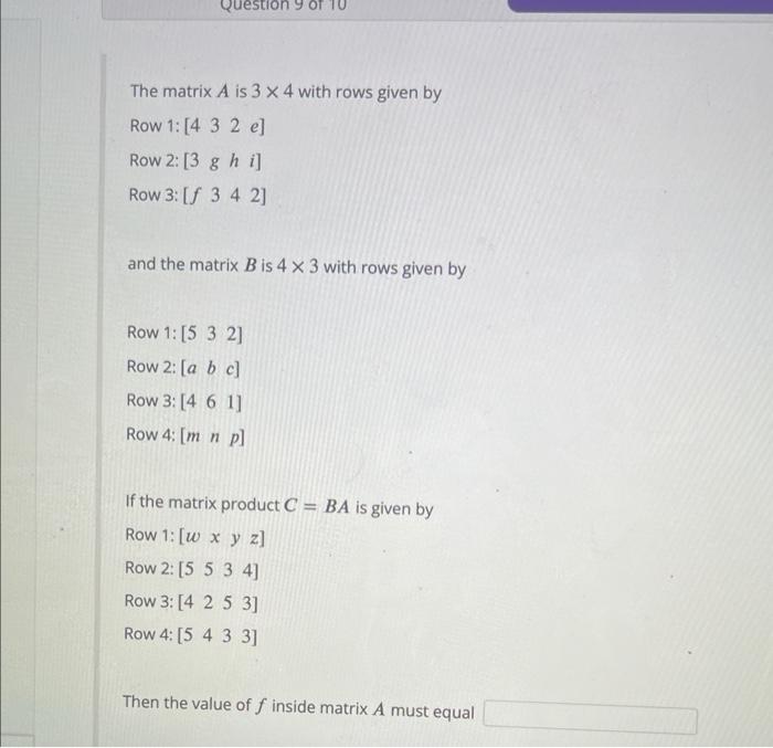 Solved The matrix A is 3×4 with rows given by Row 1: [432e] | Chegg.com