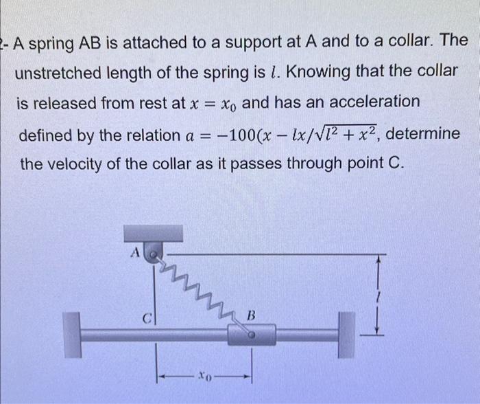 Solved - A spring AB is attached to a support at A and to a | Chegg.com