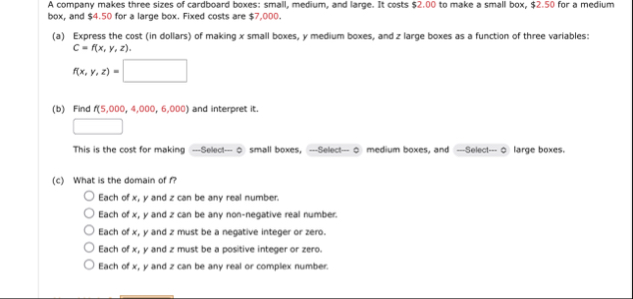 Solved A company makes three sizes of cardboard boxes: | Chegg.com