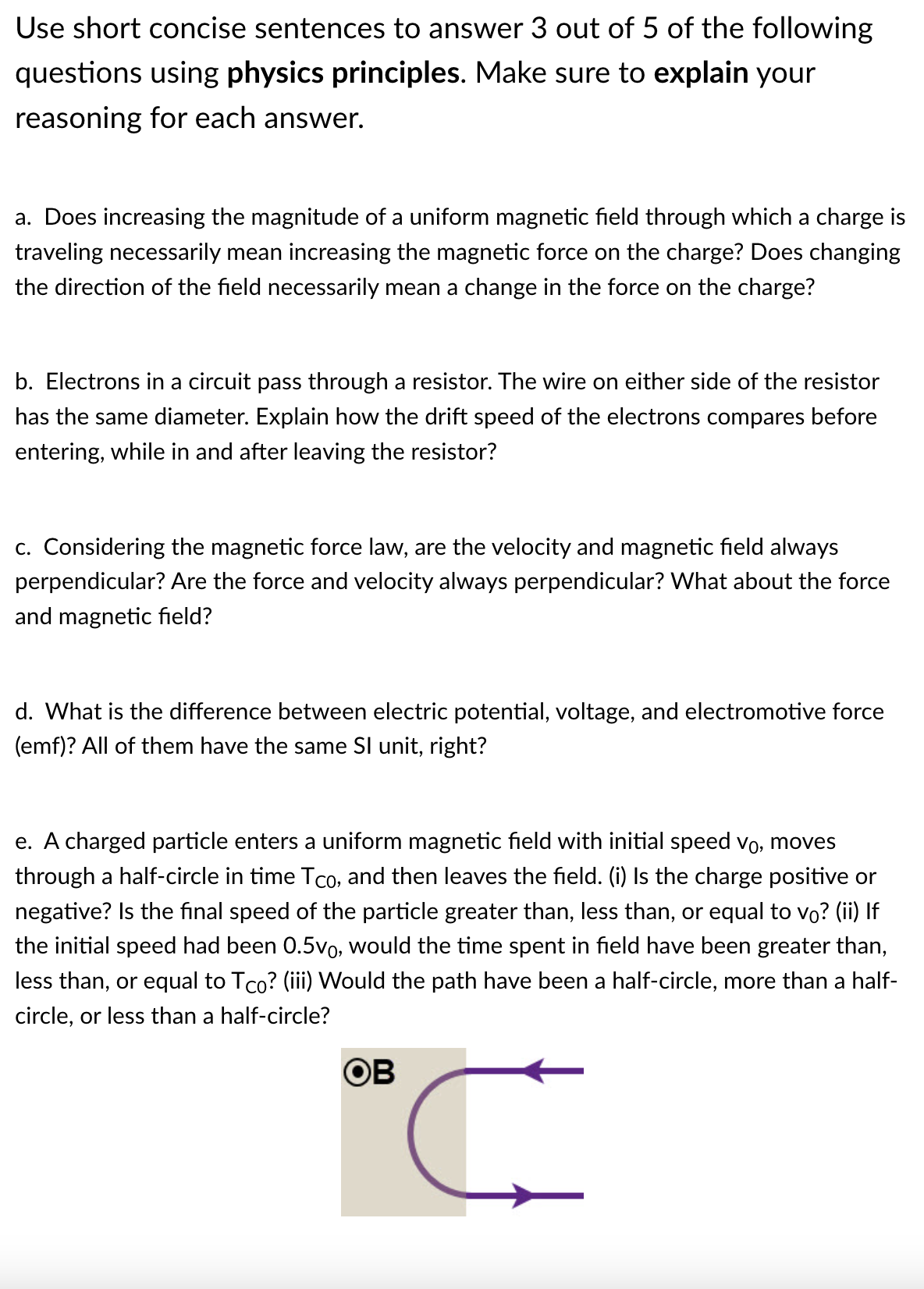 Solved Use short concise sentences to answer 3 ﻿out of 5 ﻿of | Chegg.com