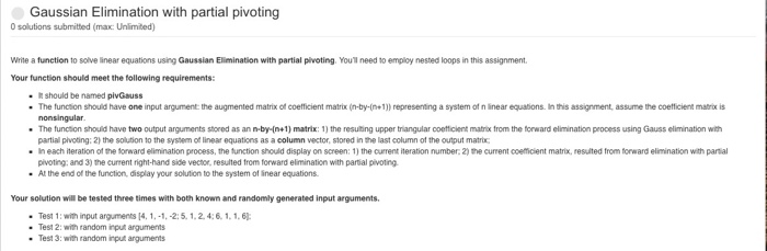Gaussian Elimination with partial pivoting O | Chegg.com