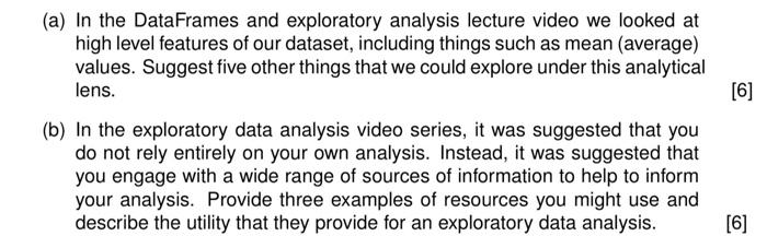 Solved (a) In the DataFrames and exploratory analysis | Chegg.com