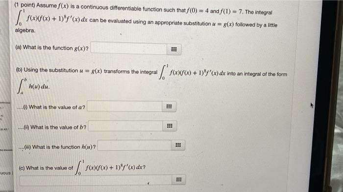 Solved (1 point) Assume f(x) is a continuous differentiable | Chegg.com