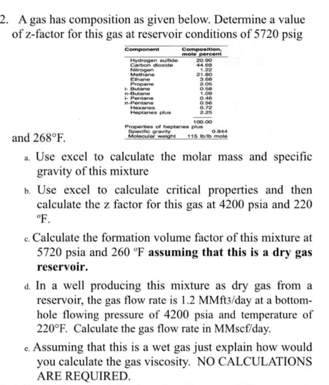 Solved A gas has composition as given below. Determine a | Chegg.com
