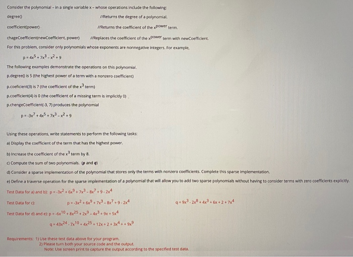 Solved Consider the polynomial - in a single variable | Chegg.com